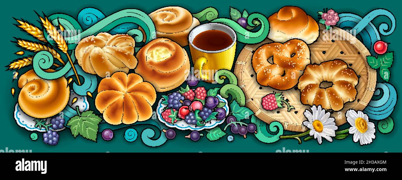 Food and drinks hand drawn vector doodles illustration Stock Vector ...