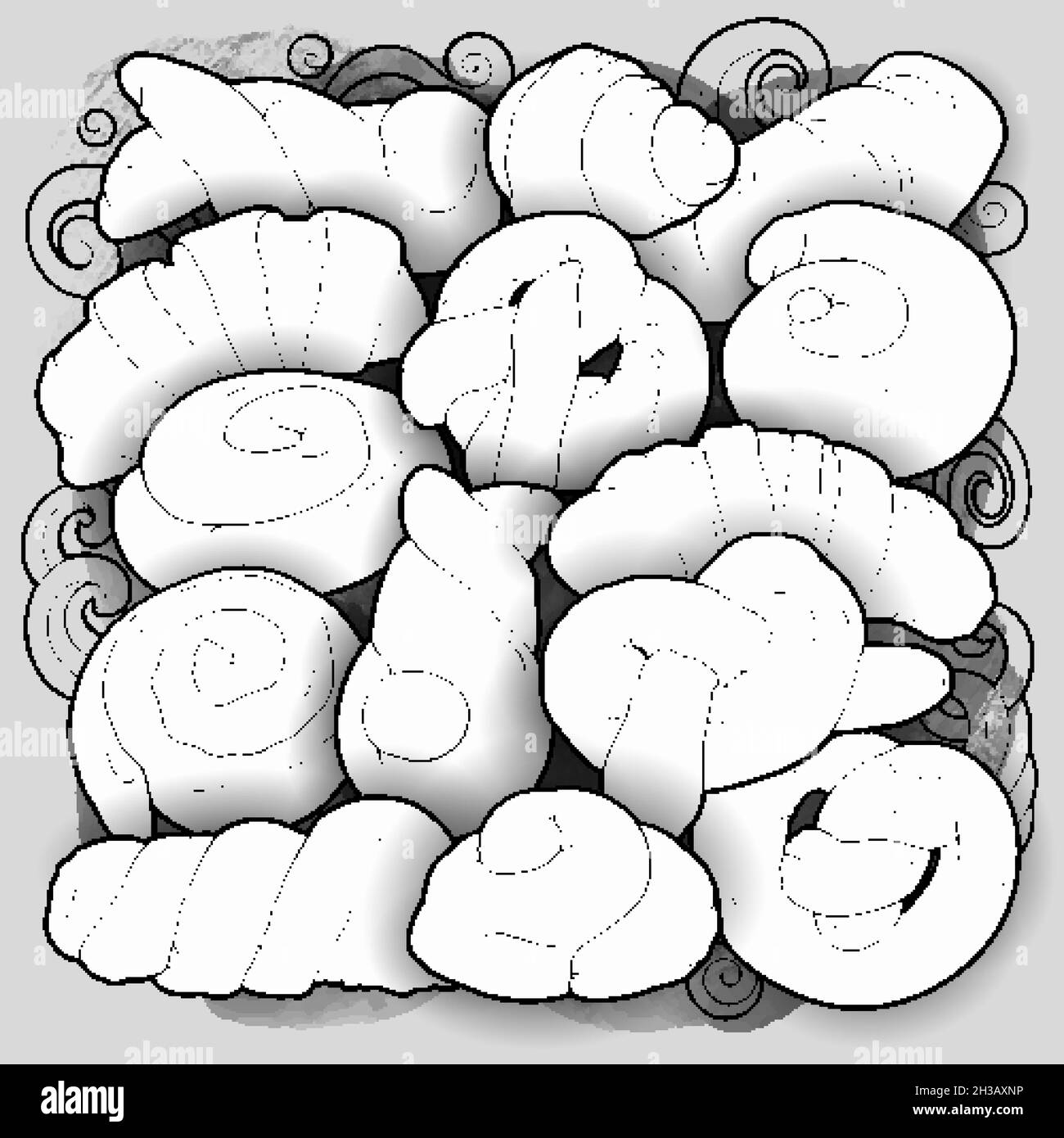 Buns and pastries hand drawn vector doodle line art illustration Stock ...