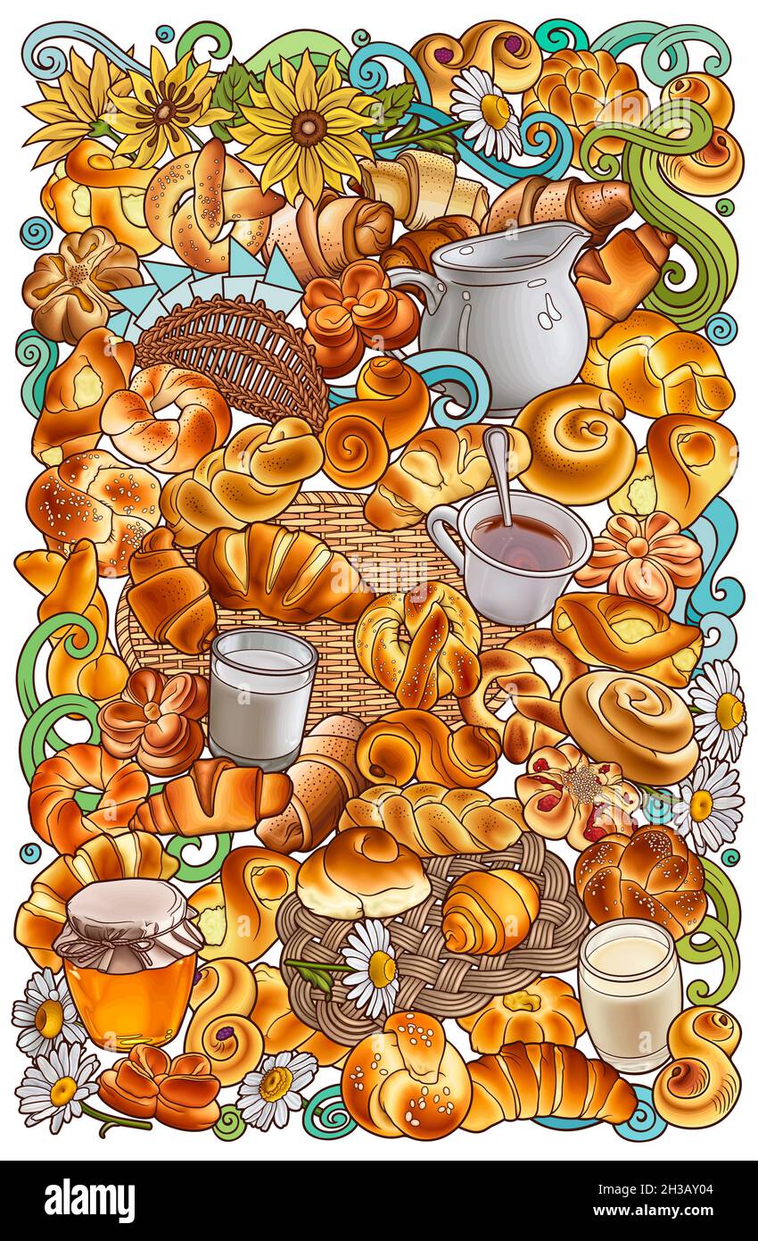 Food and drinks hand drawn vector doodles illustration Stock Vector ...