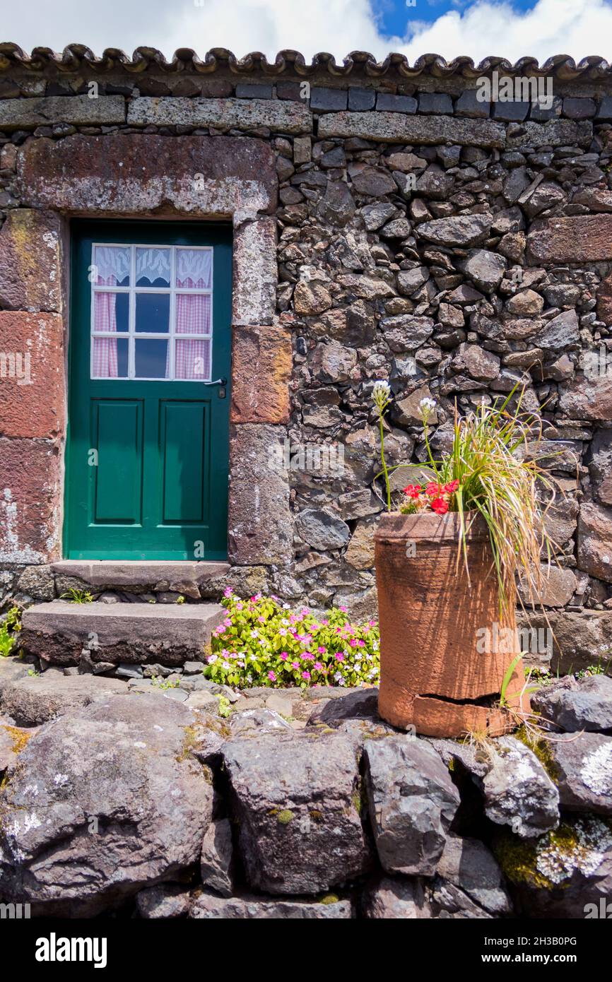 Old typical house in Fajazinha on Flores island in the Azores. Portugal ...