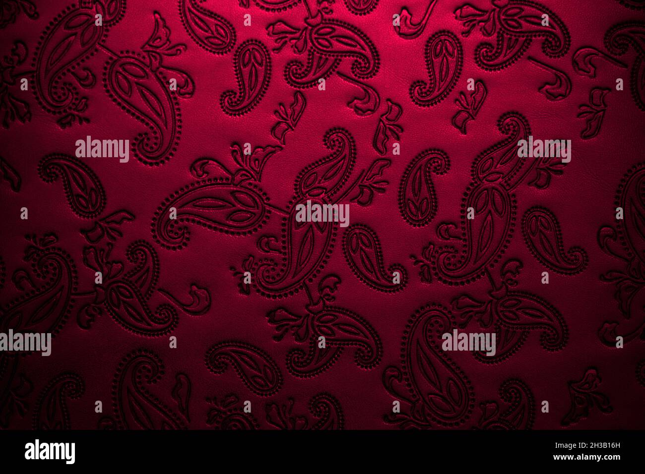 Tooled floral pattern leather texture Stock Photo - Alamy