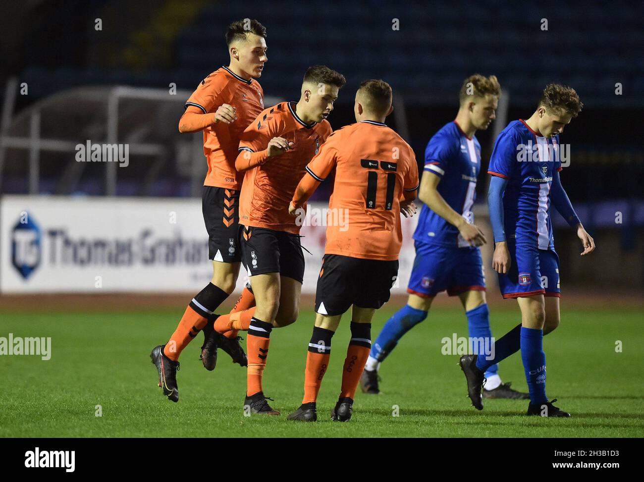 CARLISLE, UK. OCT 26TH Jim Simms of Oldham Athletic celebrates scoring ...