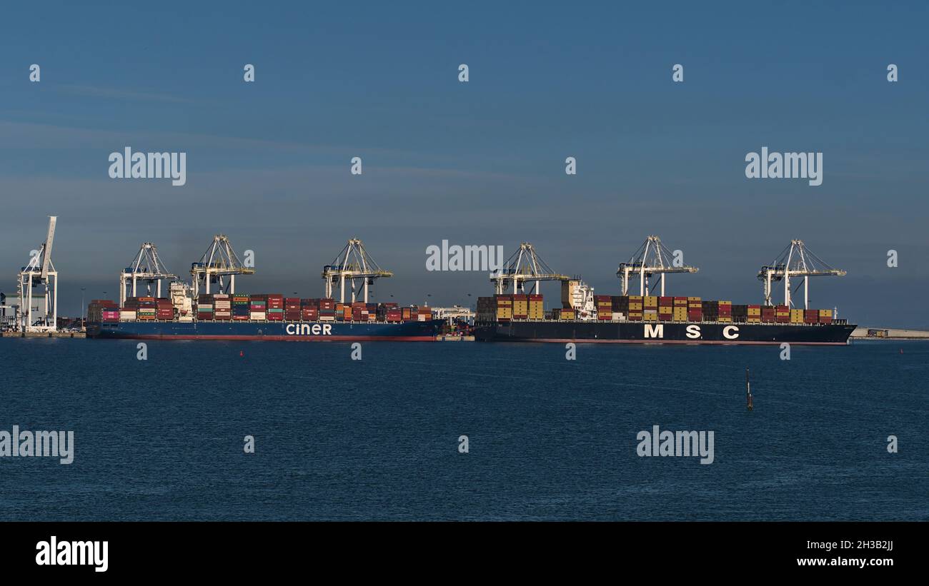 View of Roberts Bank Superport, located in the Strait of Georgia and ...