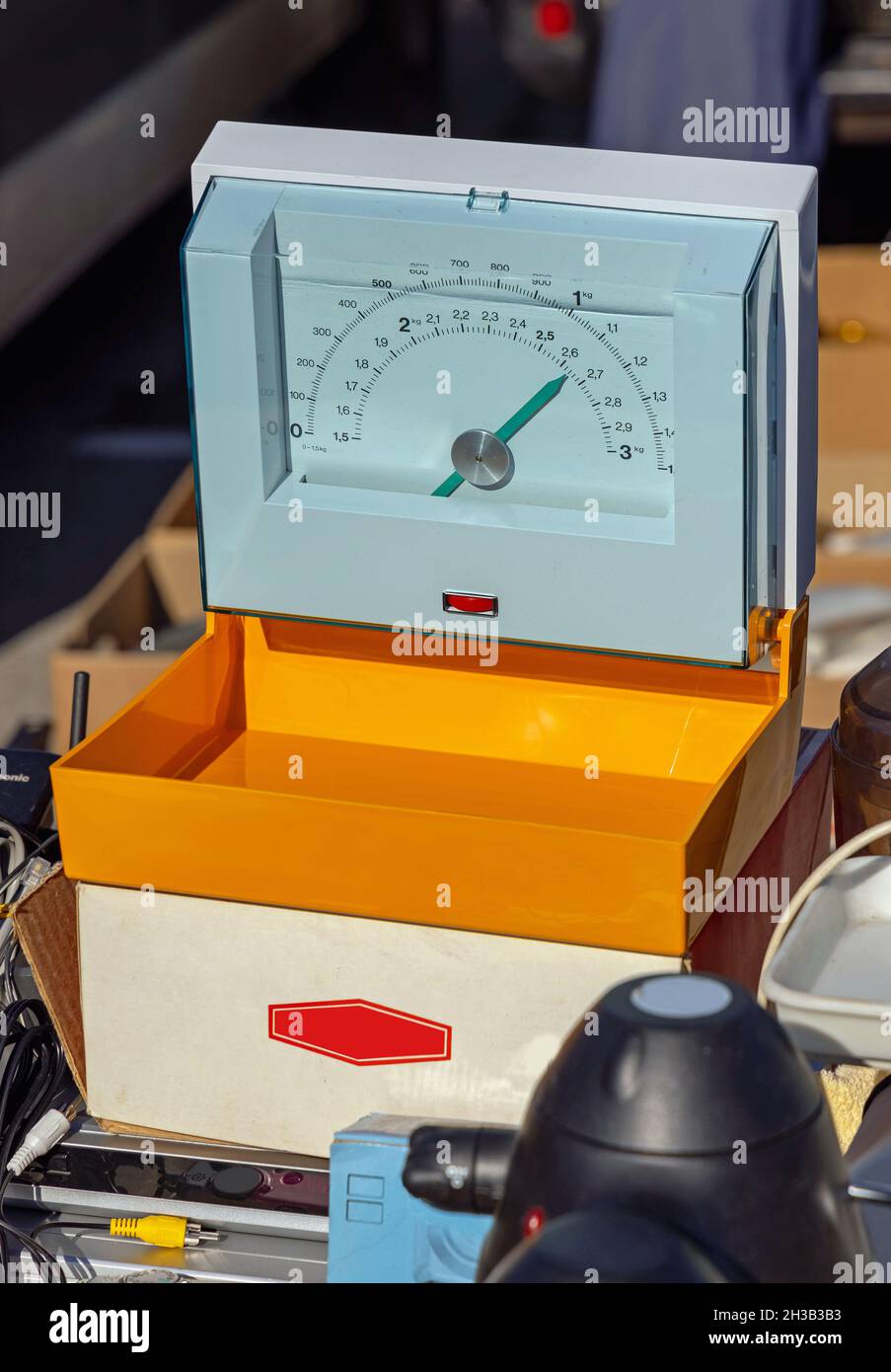 Retro Style Open Kitchen Scales at Flea Market Stock Photo - Alamy