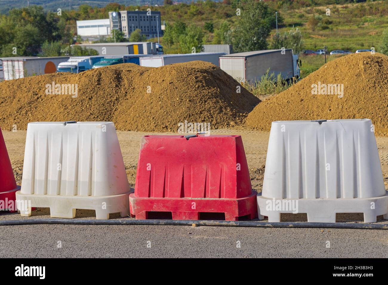 Water Filled Barriers at Road Construction Site Safety Stock Photo - Alamy