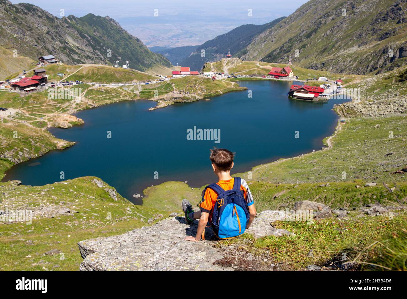 Romania: Lake Balea (Romanian: Balea Lac) from above. The lake is ...