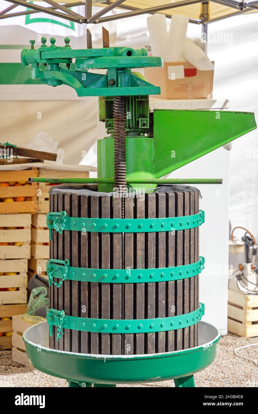 Apple Fruit Cider Press Device Wine Production Equipment Stock Photo ...