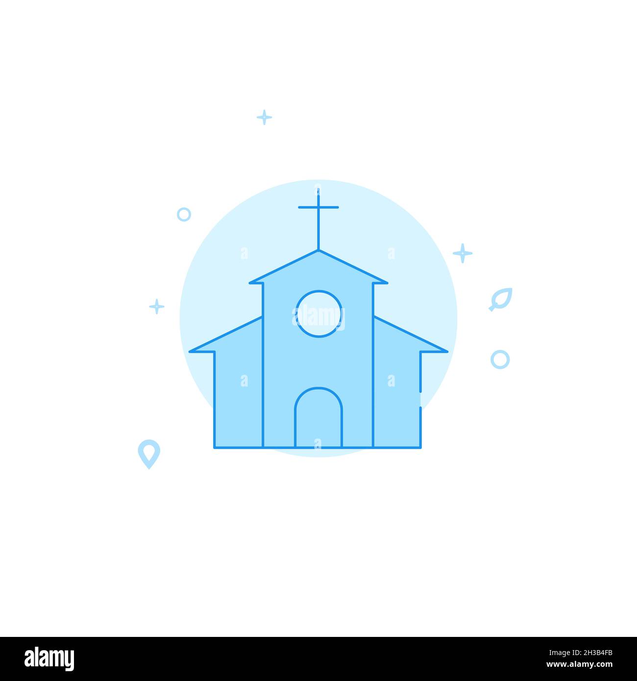 Church, chapel icon. Flat illustration. Building symbol, filled line ...