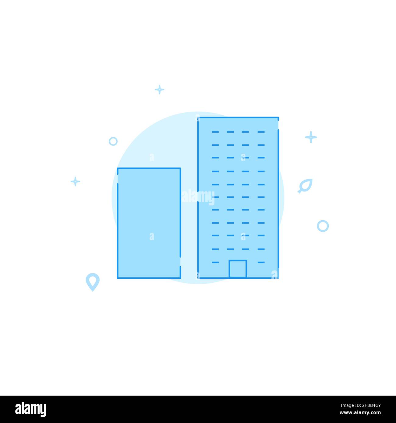 Housing area icon. Flat illustration. Building symbol, filled line ...