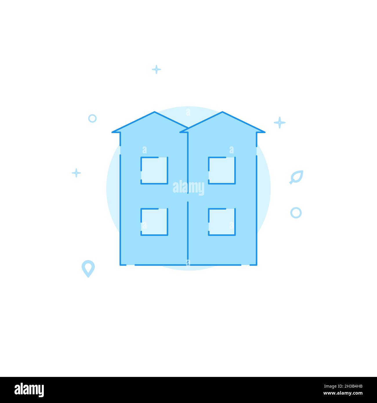 Townhouse icon. Flat illustration. Building symbol, filled line style ...