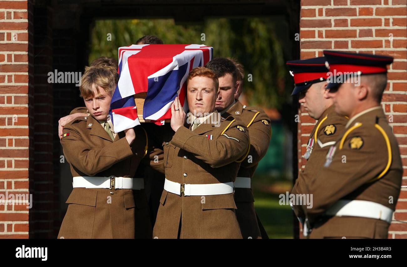 The coffin of Yorkshire-born Lance Corporal Robert Cook, who served ...
