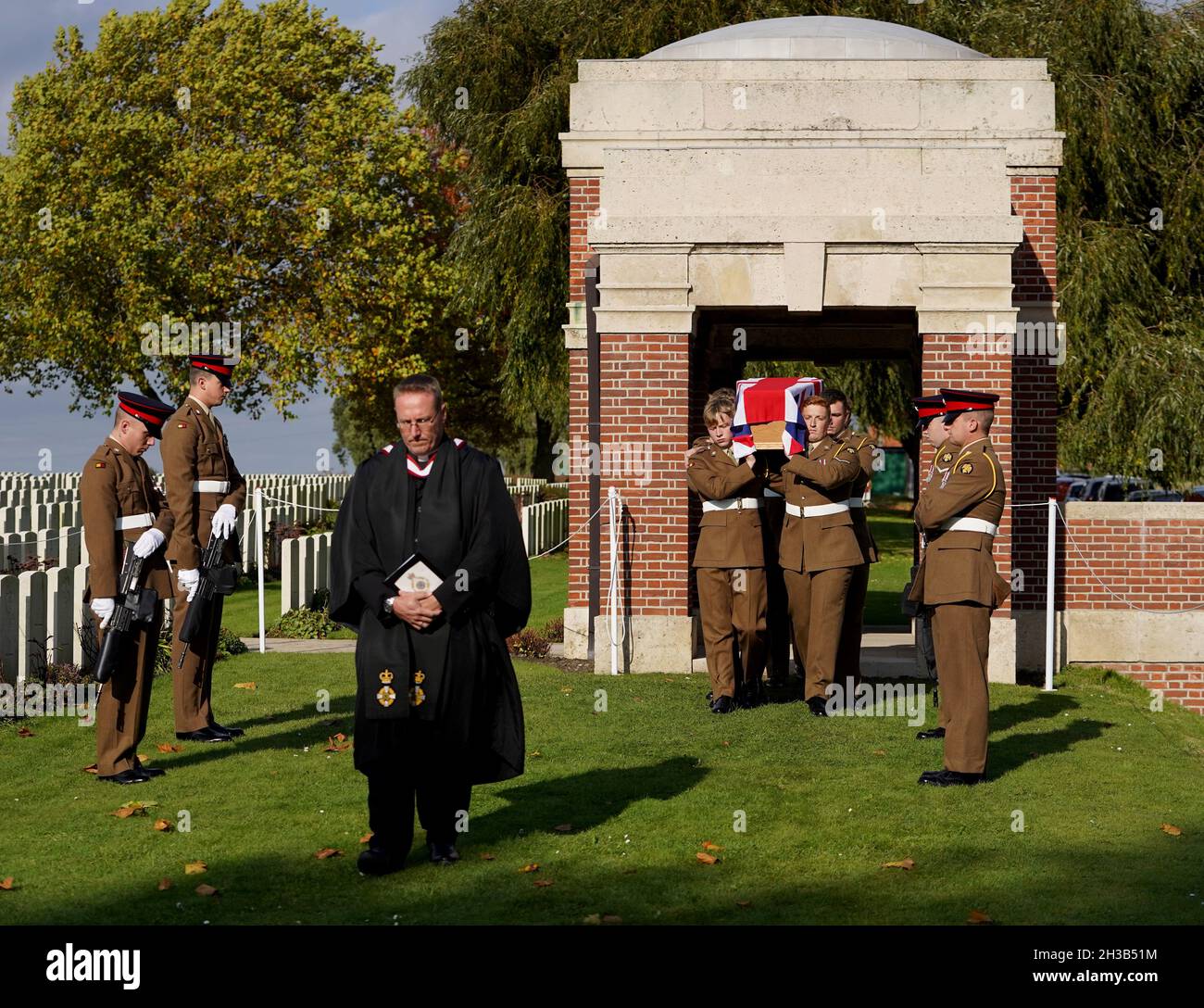 The coffin of Yorkshire-born Lance Corporal Robert Cook, who served ...