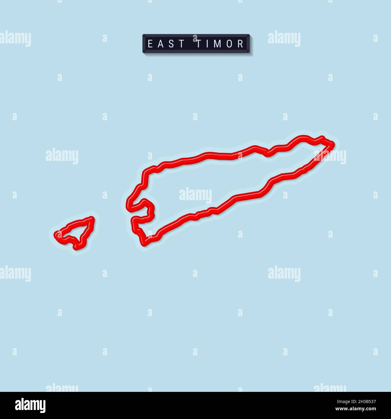 East Timor bold outline map. Glossy red border with soft shadow ...