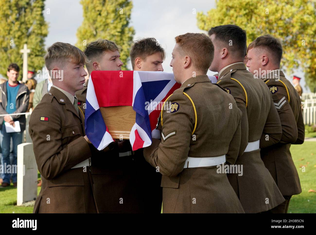 The coffin of Yorkshire-born Lance Corporal Robert Cook, who served ...