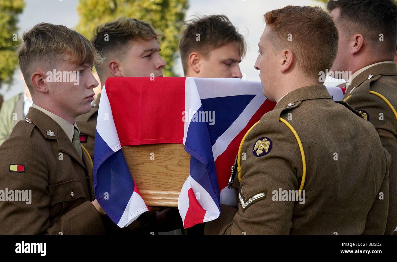 The coffin of Yorkshire-born Lance Corporal Robert Cook, who served ...