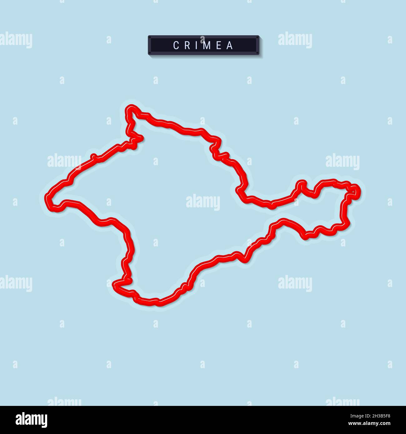 Crimea bold outline map. Glossy red border with soft shadow. Country ...