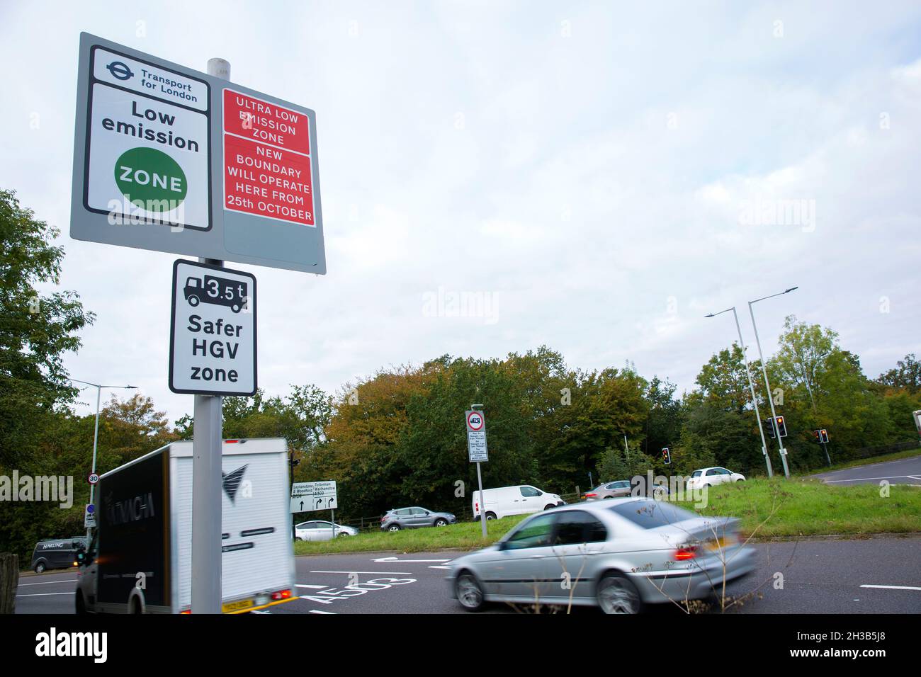 A road sign informing motorists of the expansion of Ultra Low Emission ...