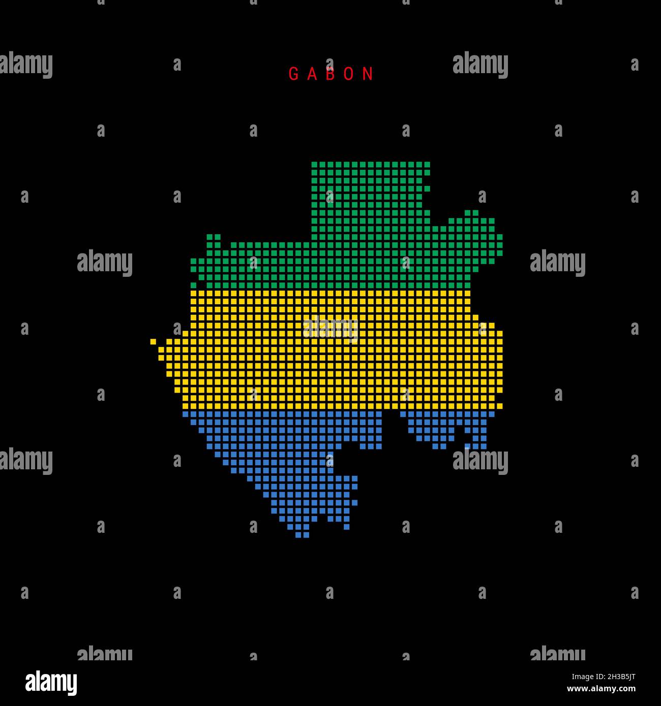 Square dots pattern map of Gabon. Dotted pixel map with national flag ...