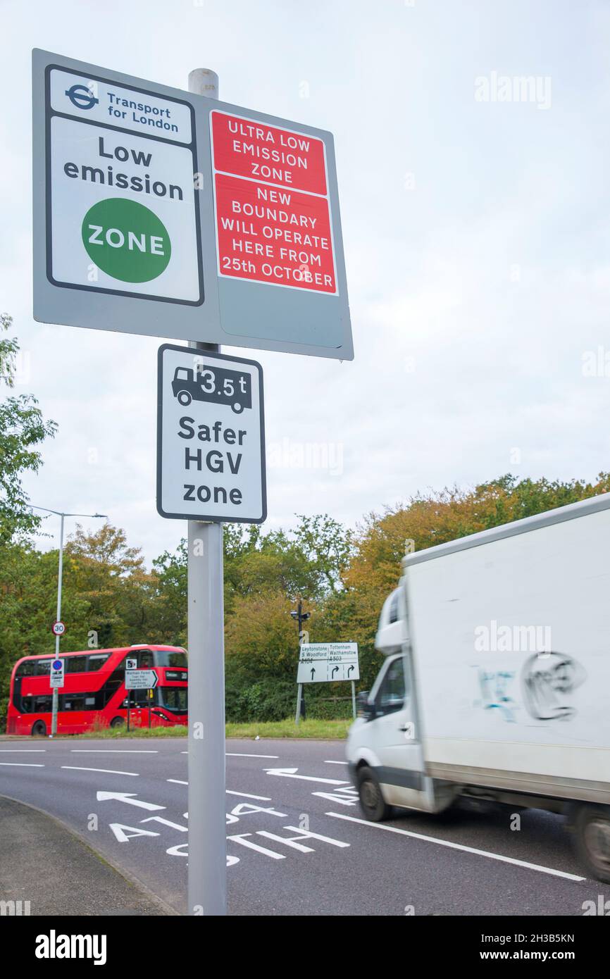 A road sign informing motorists of the expansion of Ultra Low Emission ...