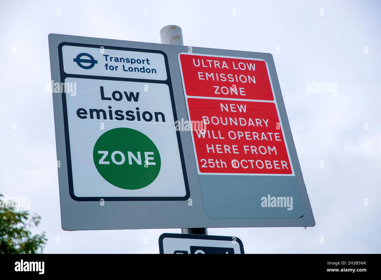 A road sign informing motorists of the expansion of Ultra Low Emission ...