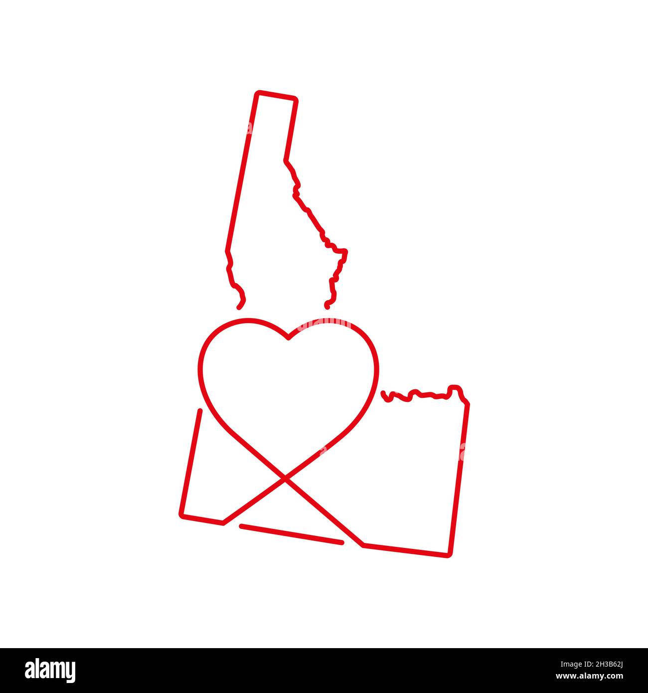 Idaho US state red outline map with the handwritten heart shape ...