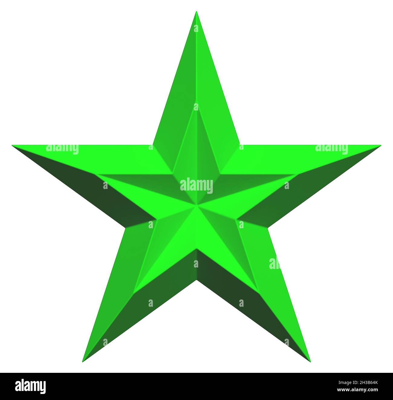 5 point star - Christmas Star - green single isolated on white ...