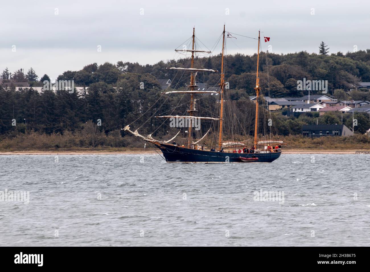 Tall ship passing Salling Sund at Mors, Denmark Stock Photo - Alamy