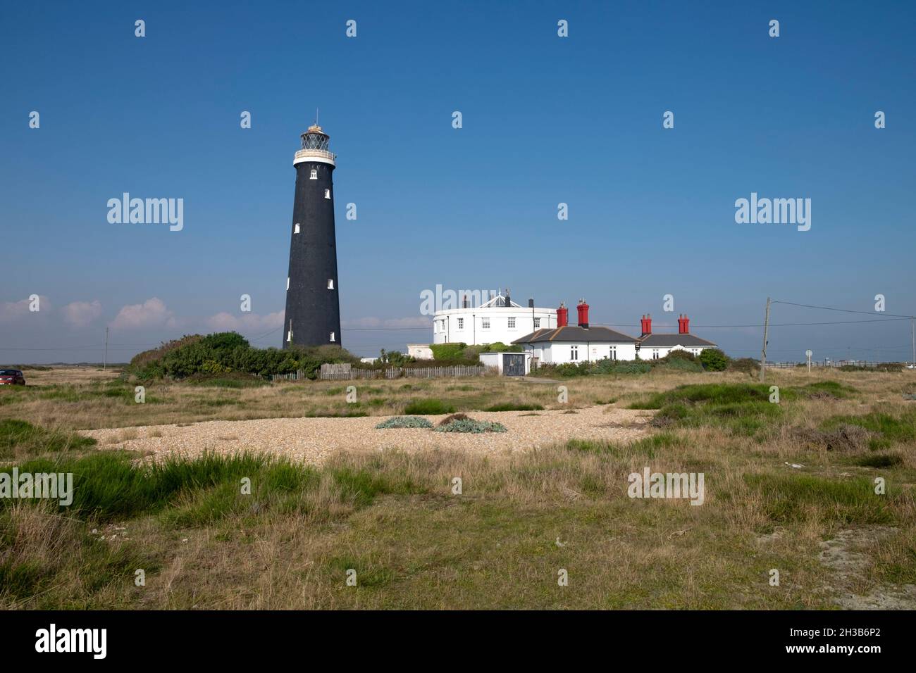 Old lighthouse near Dungeness Nuclear Power Station in Kent UK Kent ...