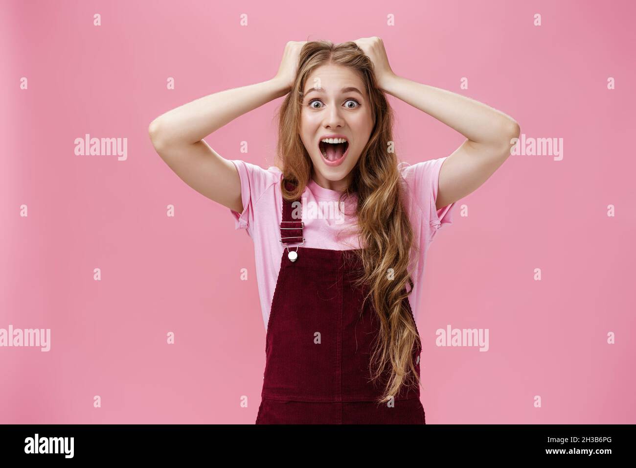 Female teenager cannot calm down feeling excited going on favorite band ...