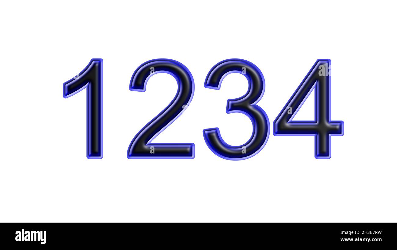 blue 1234 number 3d effect white background Stock Photo - Alamy