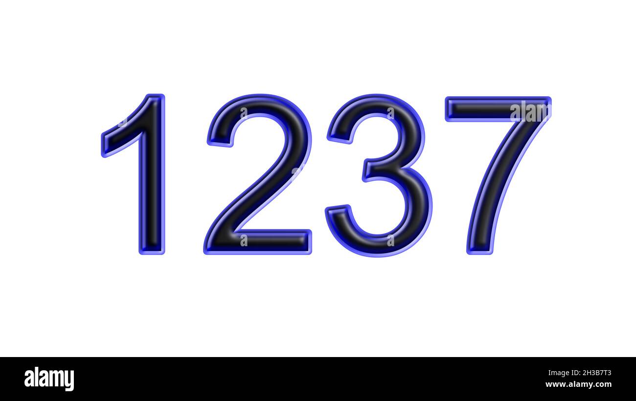 blue 1237 number 3d effect white background Stock Photo - Alamy