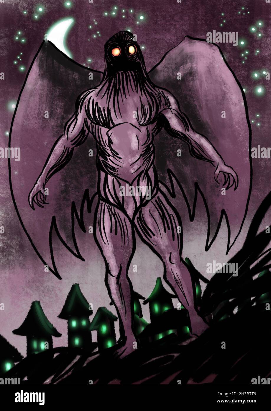 illustration of the Moth man Stock Photo - Alamy