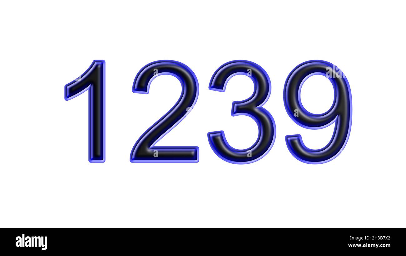 blue 1239 number 3d effect white background Stock Photo - Alamy