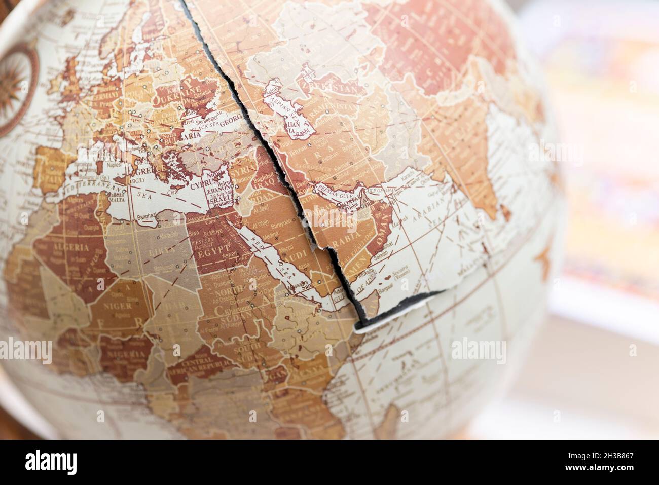 Globe World Map Broken Stock Photo - Alamy
