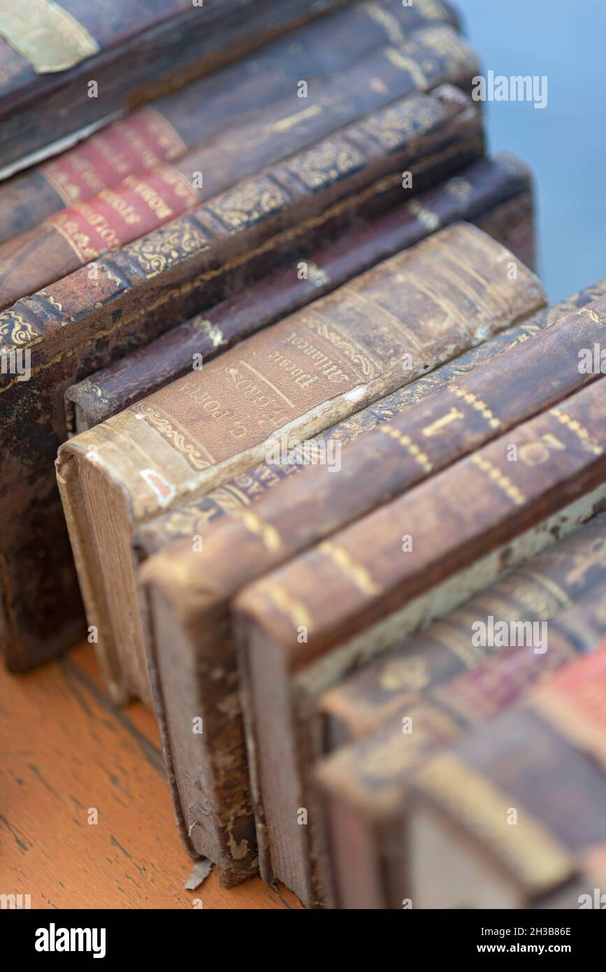 Old Books Pile Stock Photo - Alamy