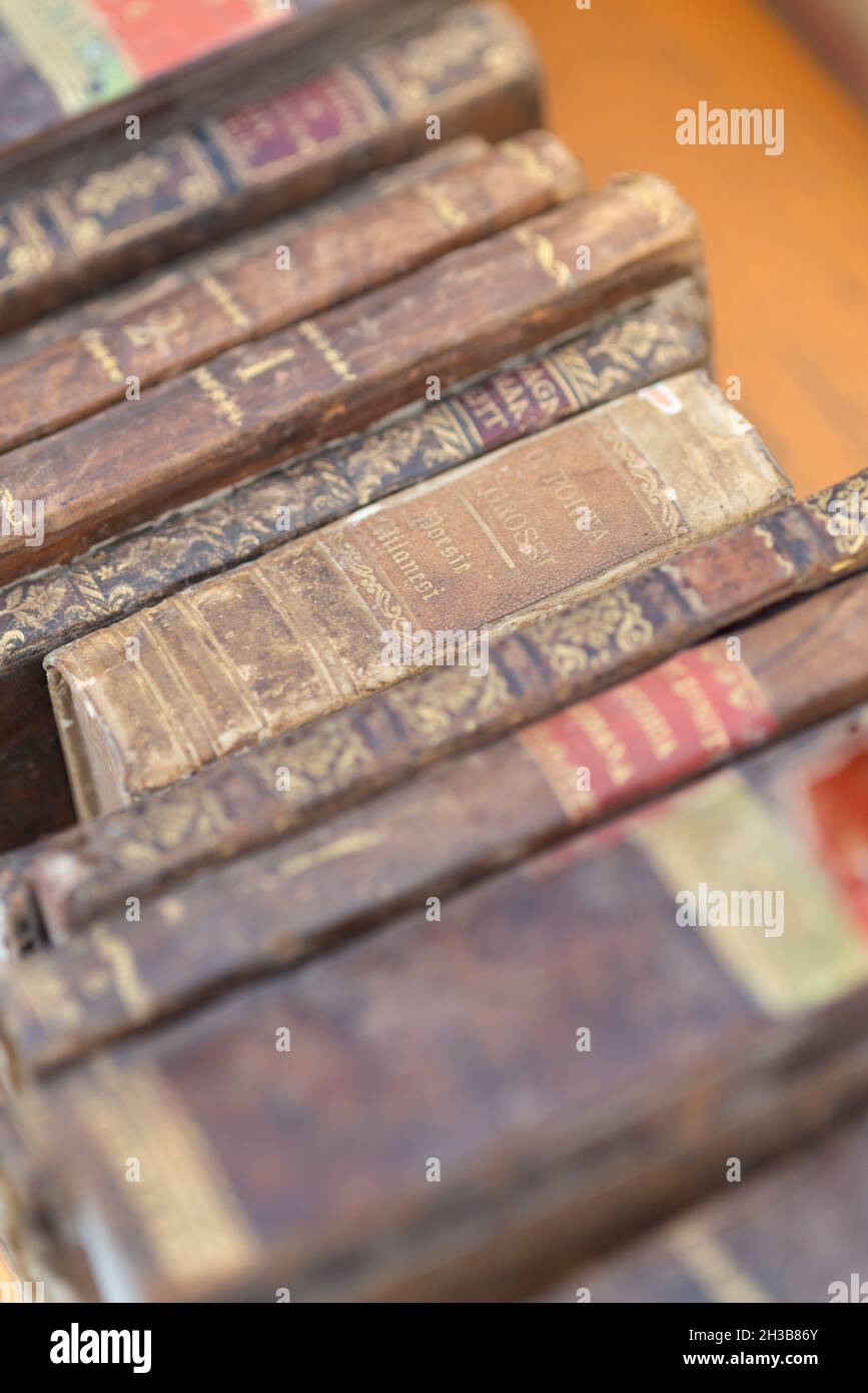 Old Books Pile Stock Photo - Alamy