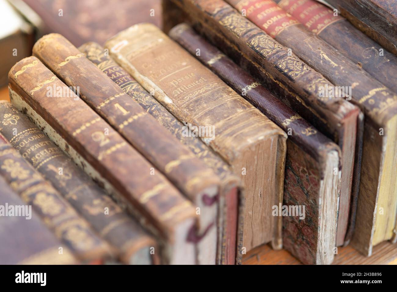 Old Books Pile Stock Photo - Alamy