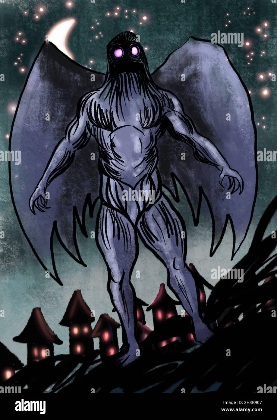 illustration of the Moth man Stock Photo - Alamy