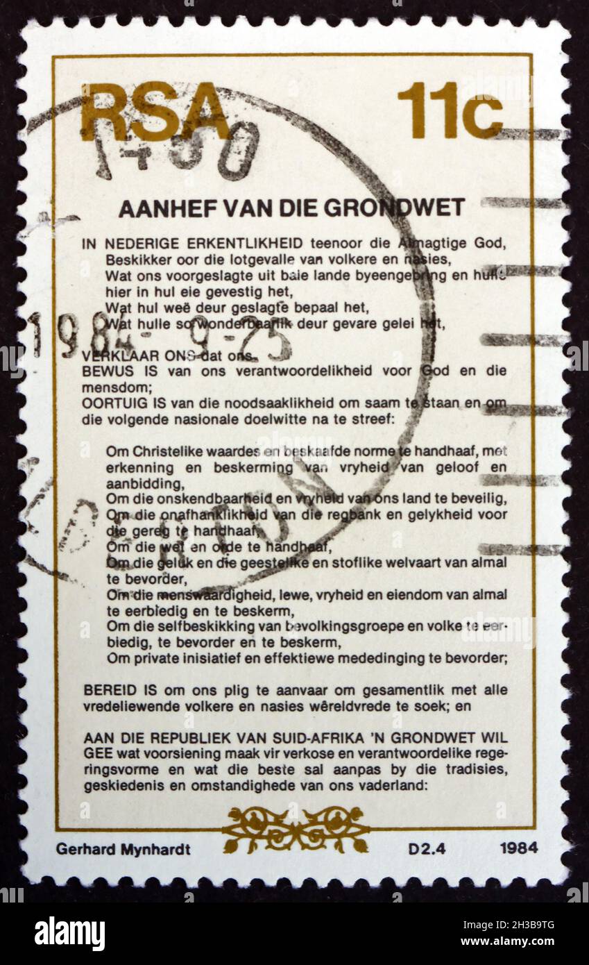 SOUTH AFRICA - CIRCA 1984: a stamp printed in South Africa shows ...