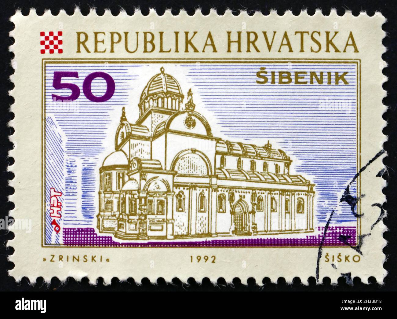 ZAGREB, CROATIA - NOVEMBER 1, 2018: a stamp printed in Croatia shows ...