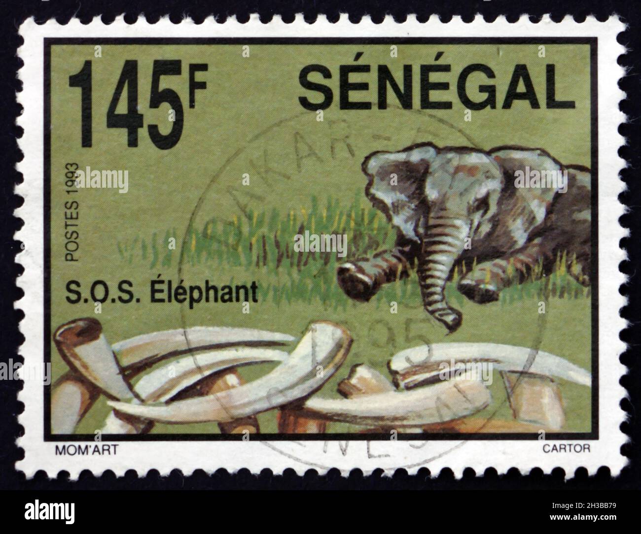 SENEGAL - CIRCA 1994: a stamp printed in Senegal shows elephant and ...