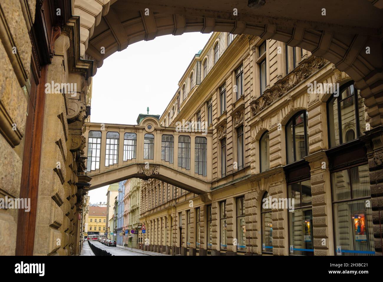 Transition or bridge between two buildings in the old town Stock Photo ...