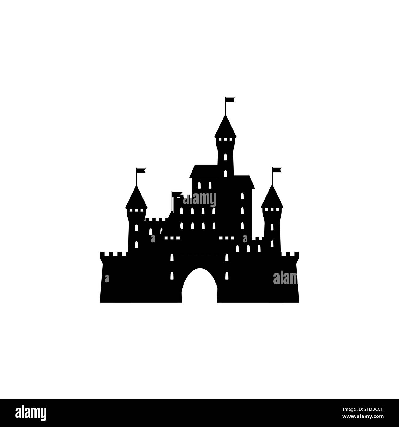 Medieval castle silhouette style Black and White Stock Photos & Images ...