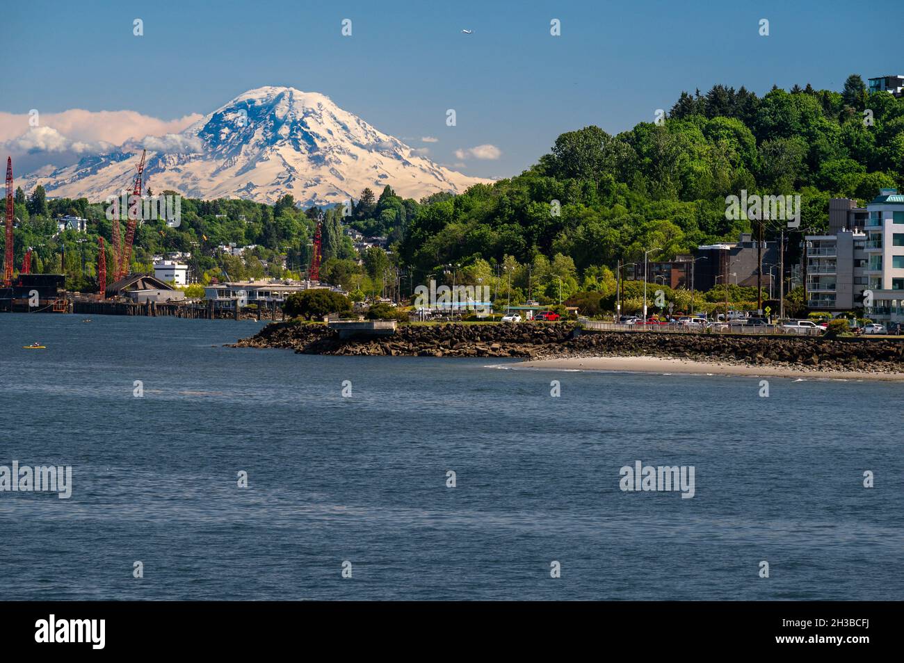 Mount Rainier and West Seattle Taken From A Ferry Stock Photo - Alamy
