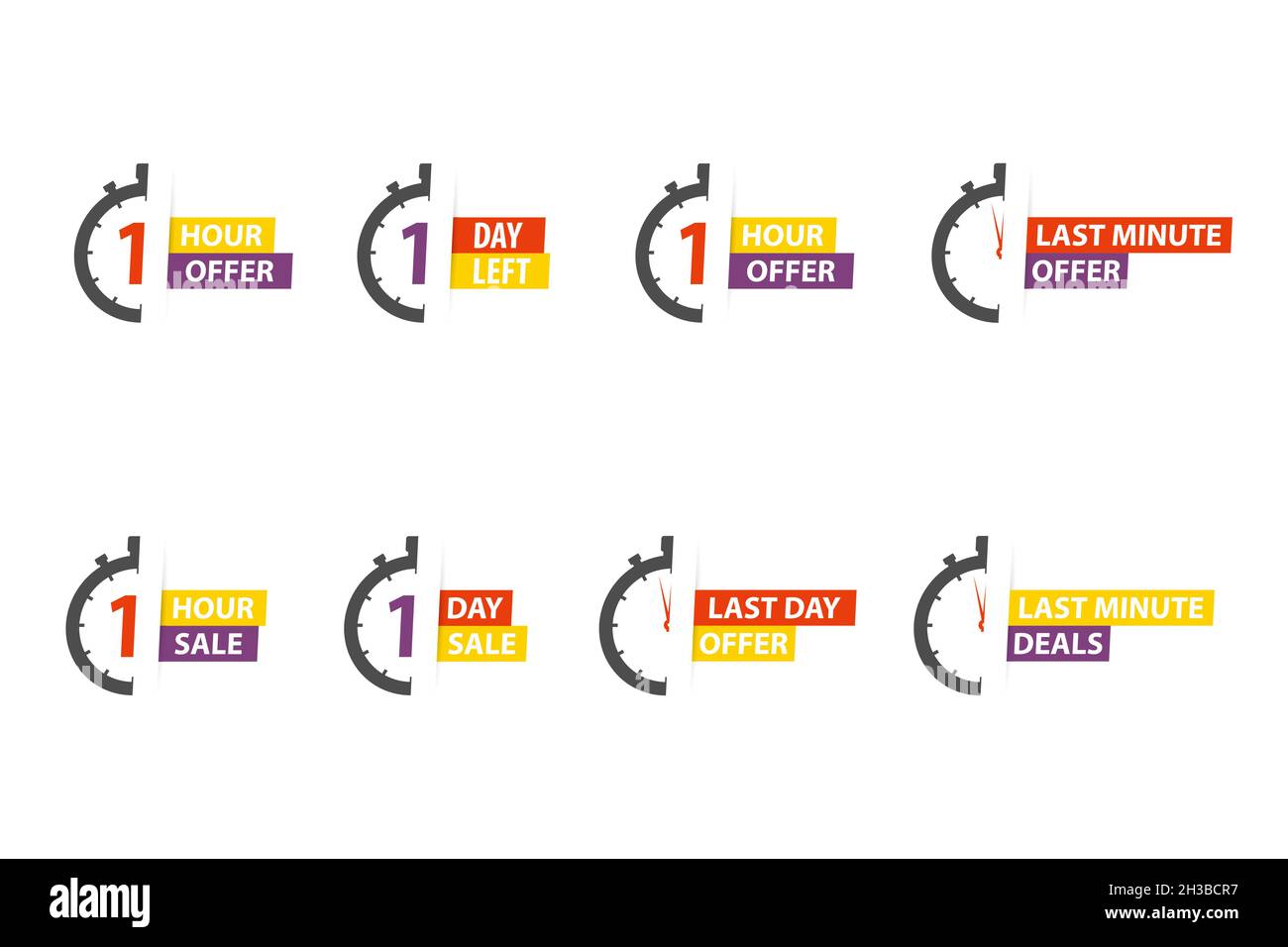 Sale set icons flat style. Stopwatch timer concept Stock Vector Image ...