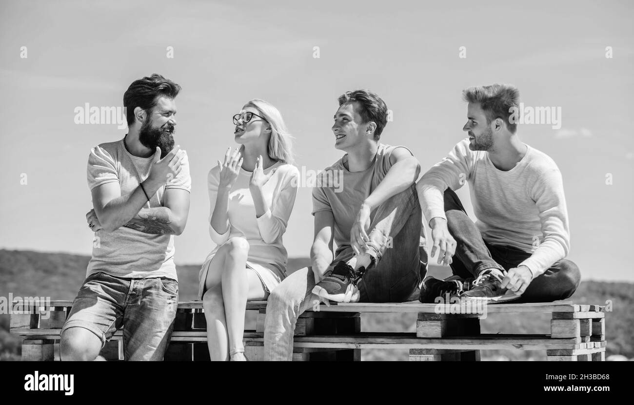 Enjoying time together. best friends. Summer vacation. happy men and ...