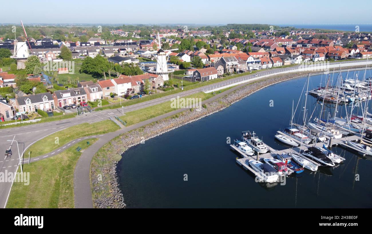 View on yacht harbour in Wemeldinge, Zeeland, Netherlands in sunny day ...
