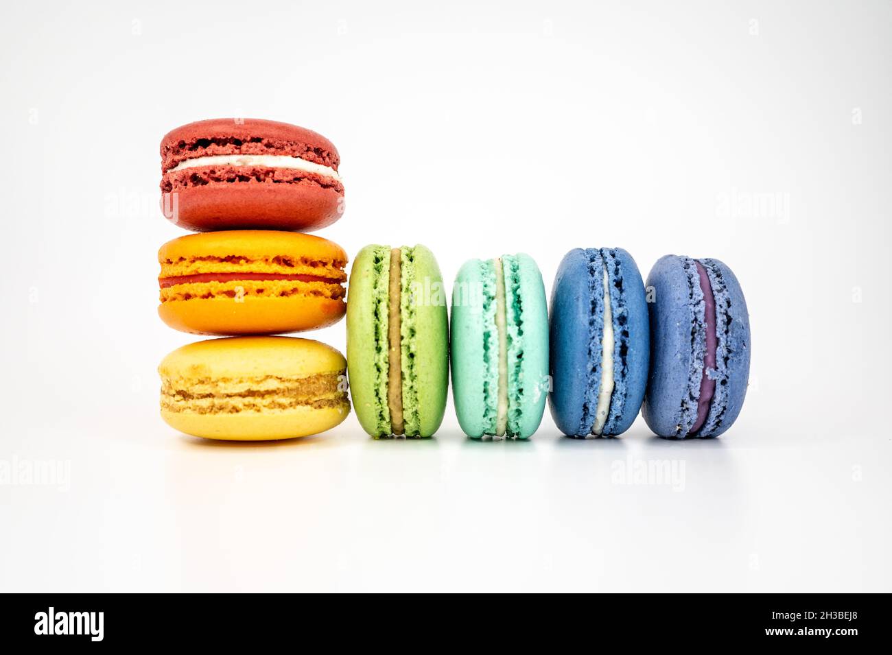 Happy Rainbow of French Macarons Stock Photo - Alamy