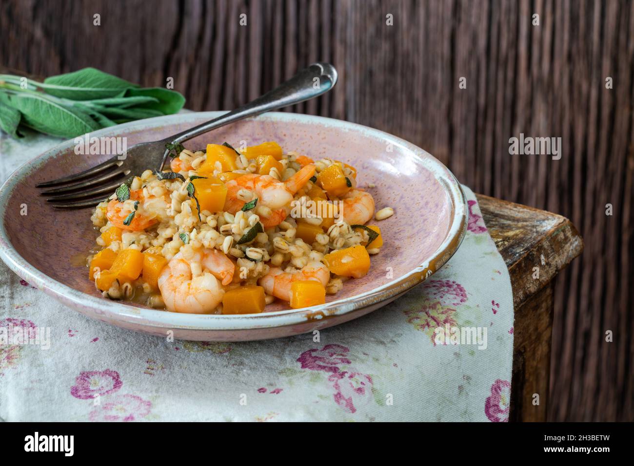 Pearl barley risotto Stock Photo - Alamy