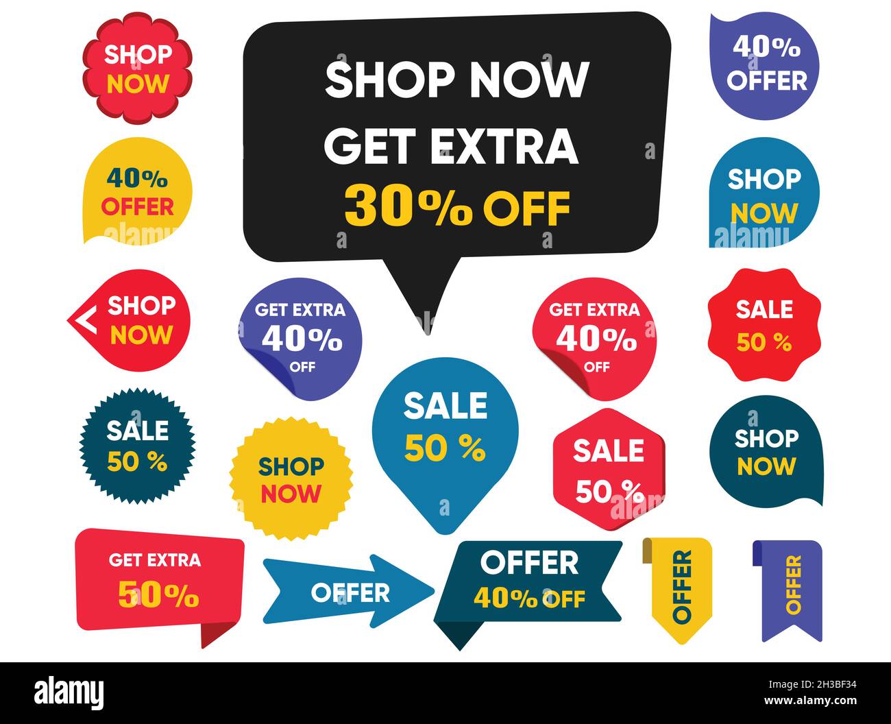 colored vector labels isolated on white background, new offers ...